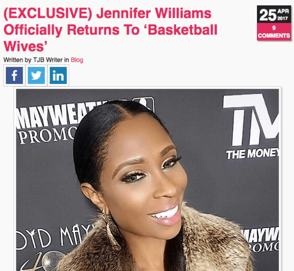 EXCLUSIVE: Jennifer Williams Returning To 'Basketball Wives ...