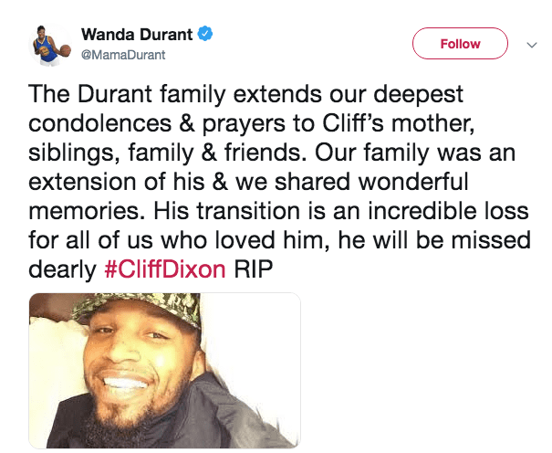 Cliff Dixon Laid To Rest, NBA's Kevin Durant Breaks His Silence On His ...