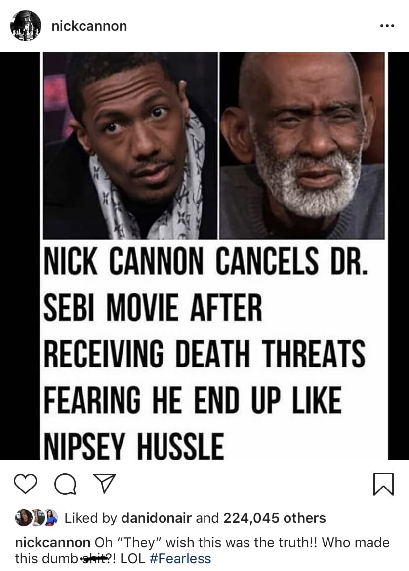 Nick Cannon Denies Reports He Quit Dr. Sebi Docu After Getting Death ...