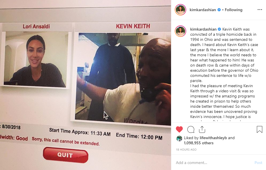 Kim Kardashian Video Chats With Death Row Inmate Kevin Keith [Photo ...