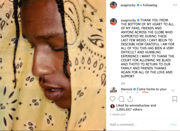 ASAP Rocky Posts Social Media Statement After Being Released From Jail ...