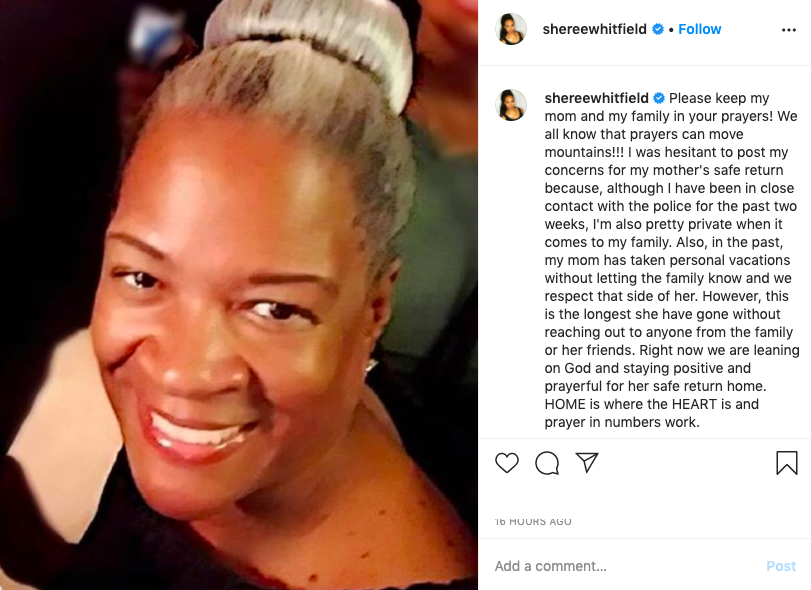 Ex "RHOA" Star Sheree Whitfield's Mother No Longer Missing: She Was ...
