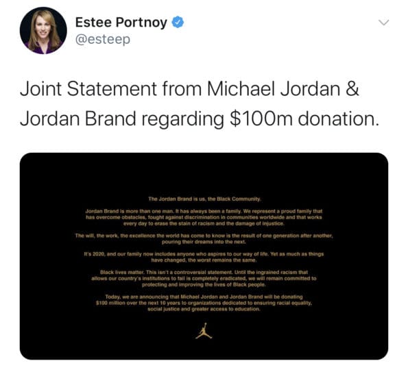 Michael Jordan & Jordan Brand To Donate $100 Million To Organizations ...