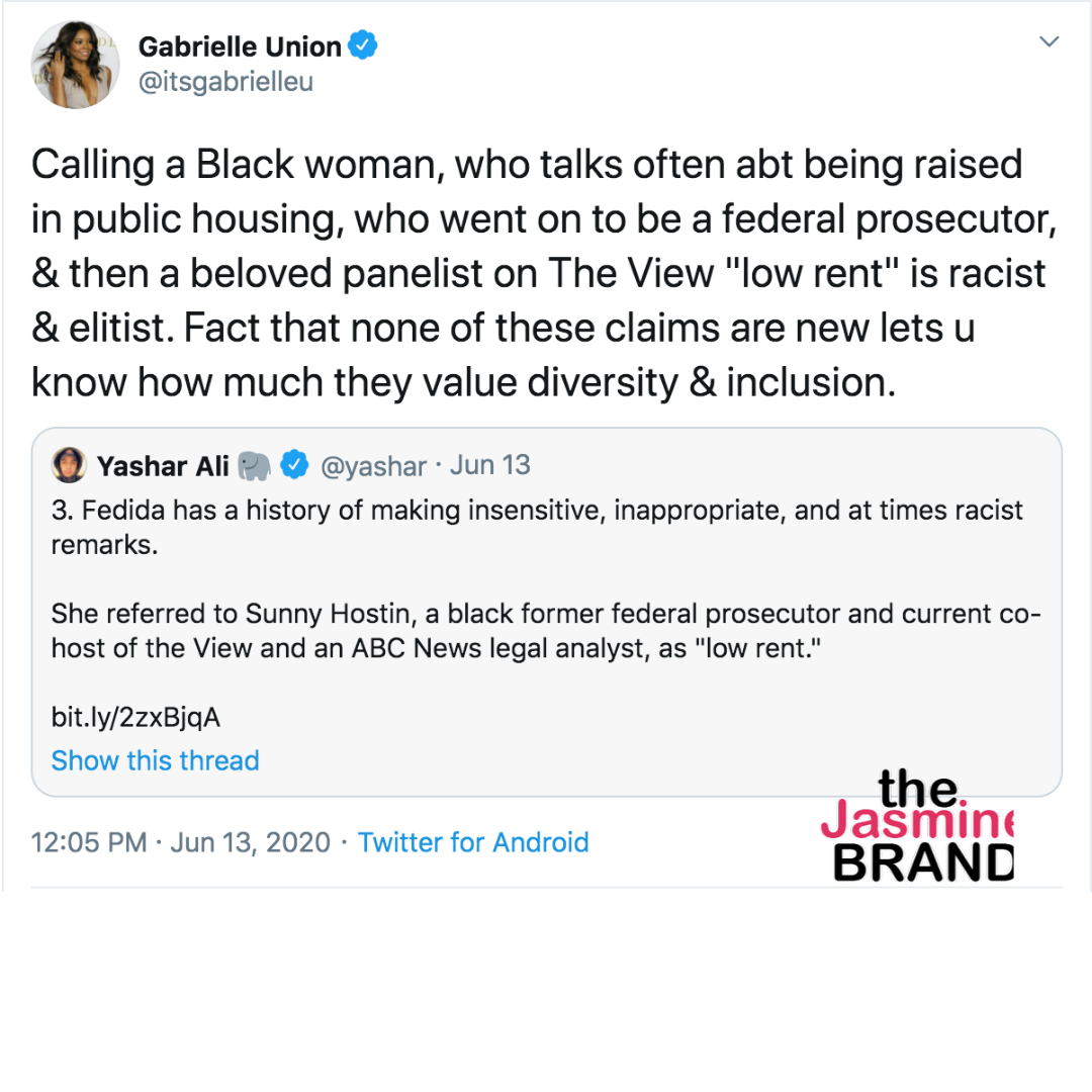 ABC News Exec Barbara Fedida Allegedly Called Sunny Hostin 'Low Rent ...