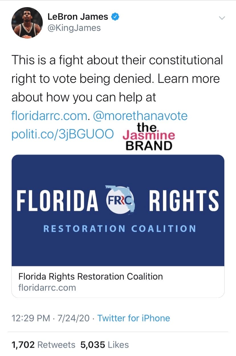 LeBron James Commits $100k To Help Felons Regain Right To Vote ...