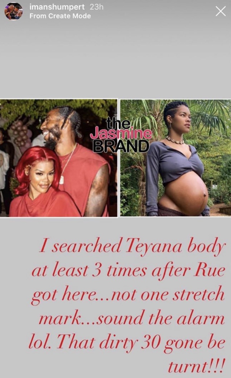 Iman Shumpert Swoons Over Teyana Taylor's Post-Delivery Body 'Not One ...
