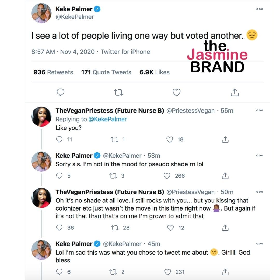 Keke Palmer Reacts To Someone Saying She Kissed A ‘Colonizer ...