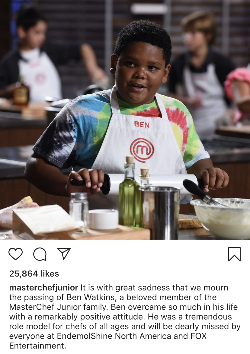 'MasterChef Junior' Contestant Ben Watkins Dies At 14 From Cancer ...