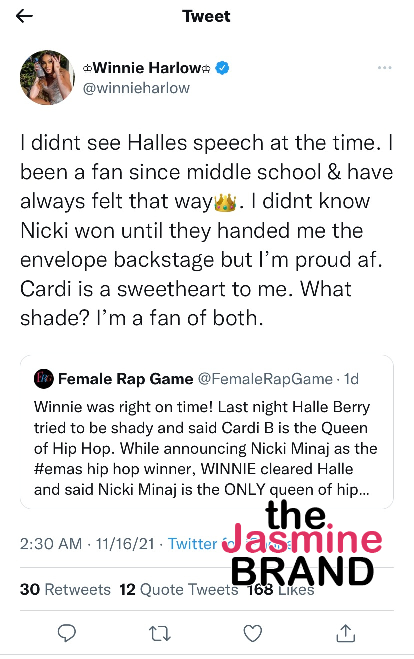 Winnie Harlow Clears The Air On Her Nicki Minaj 'Queen of Rap ...