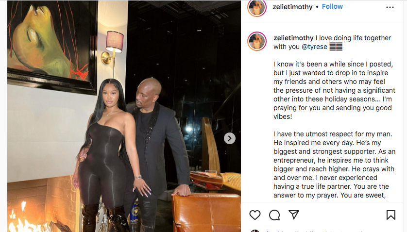 Tyrese's Girlfriend Has The 'Utmost Respect' For Her Man, Says They're ...