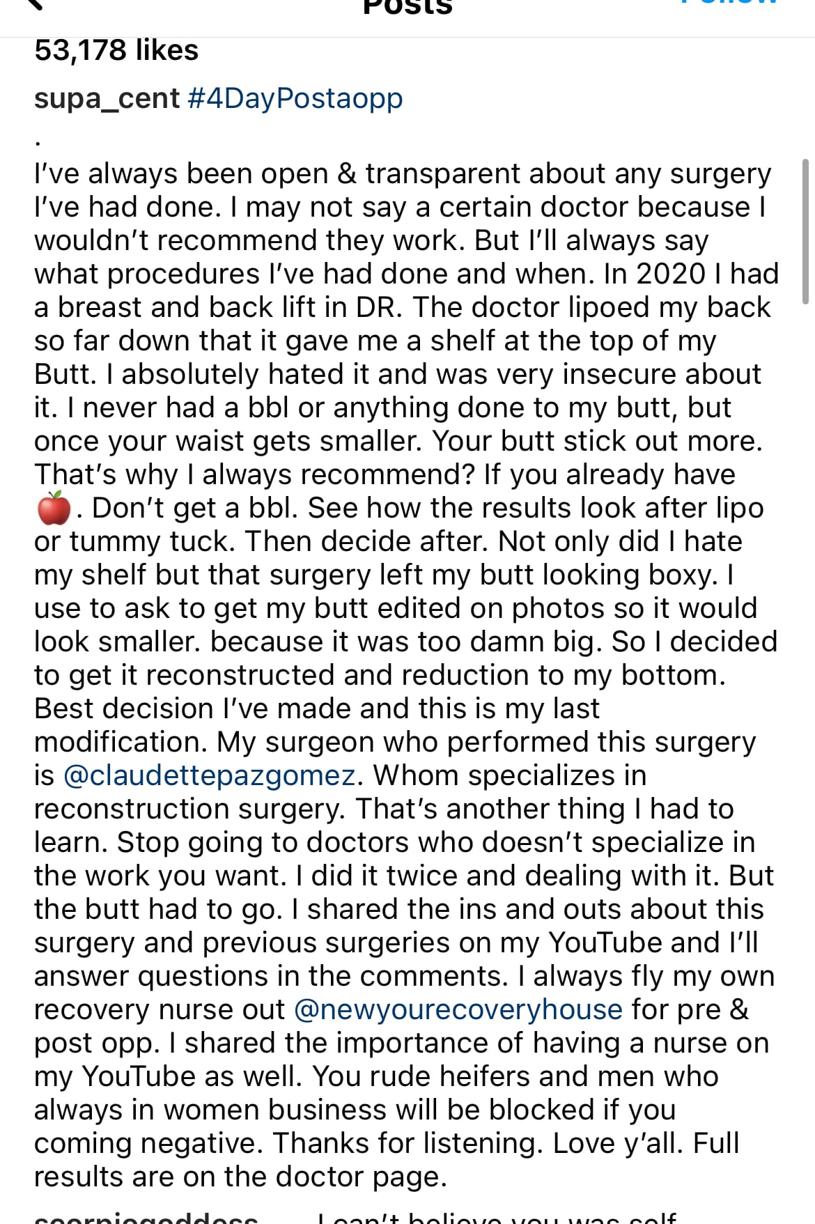 Supa Cent Reveals Butt Reconstruction Results, Says It Will Be Her Last ...