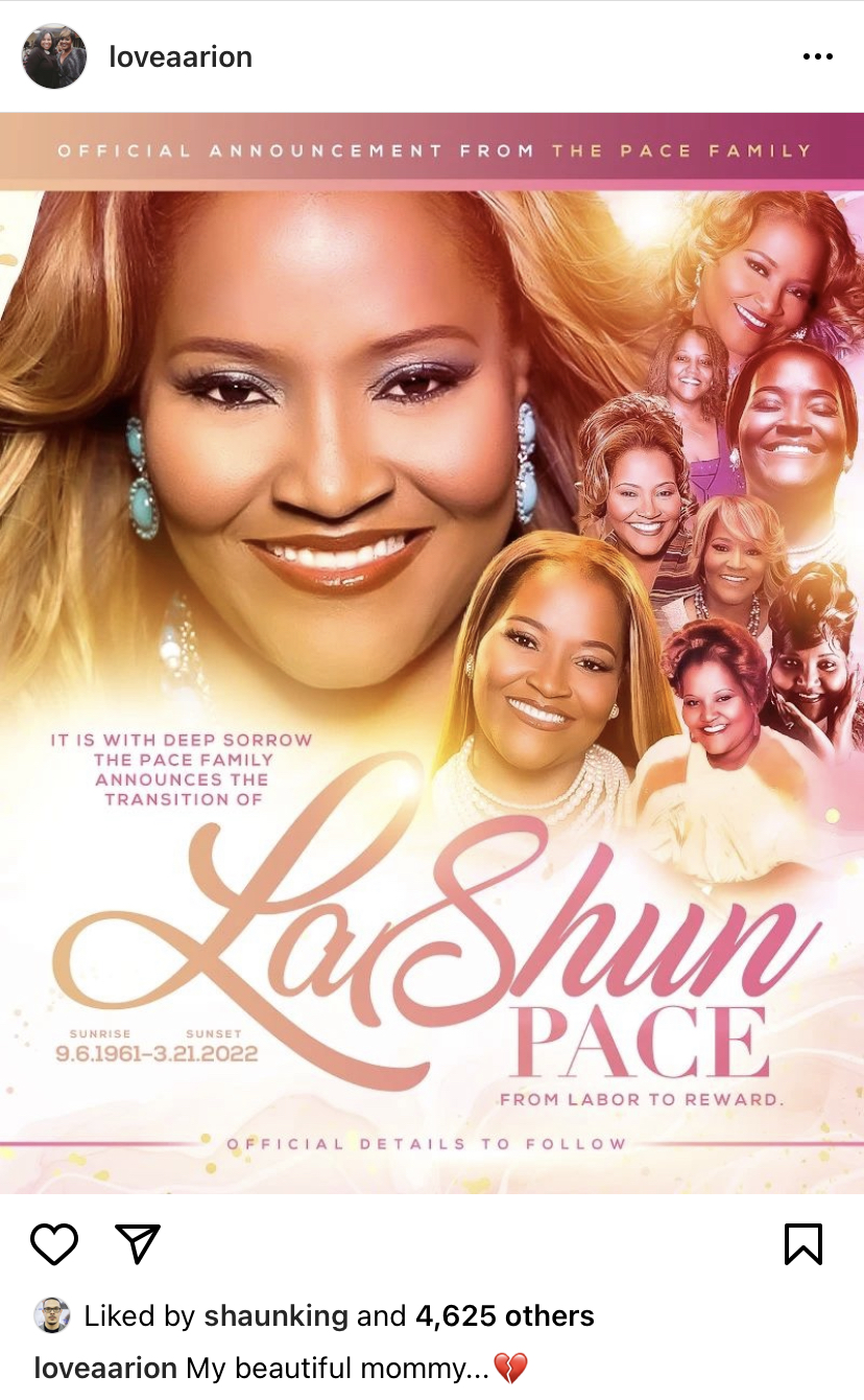 Condolences: Gospel Singer LaShun Pace Has Passed Away - theJasmineBRAND