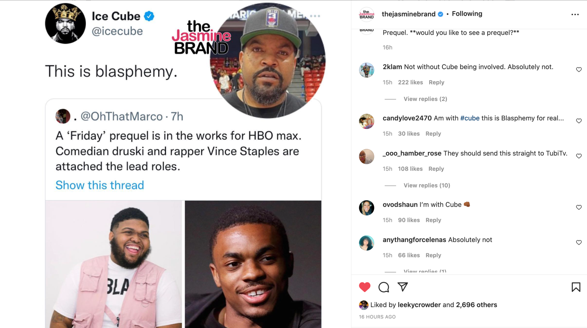 Ice Cube Says 'Blasphemy' As He Reacts To Claims of Druski, Vince ...