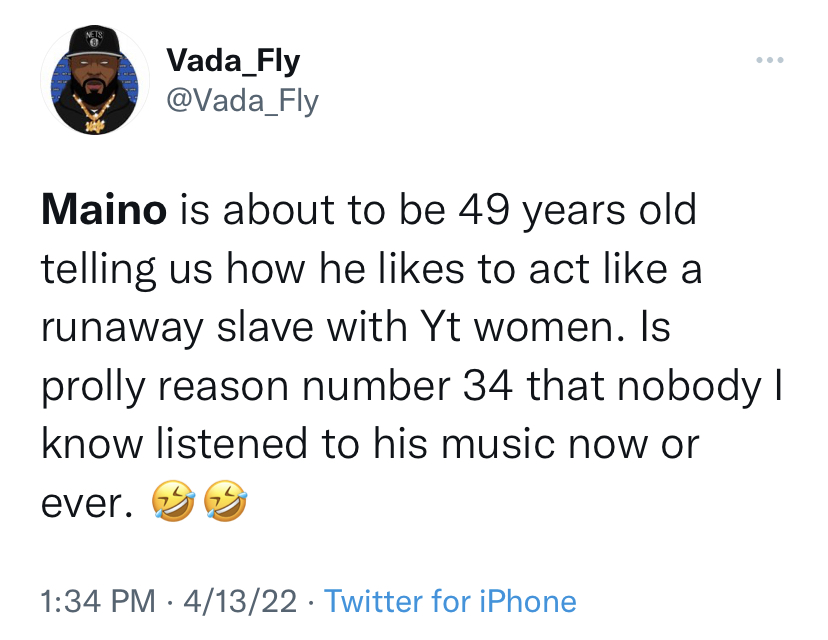 Rapper Maino Admits He Likes Role-Playing As A Runaway Slave W/ White ...