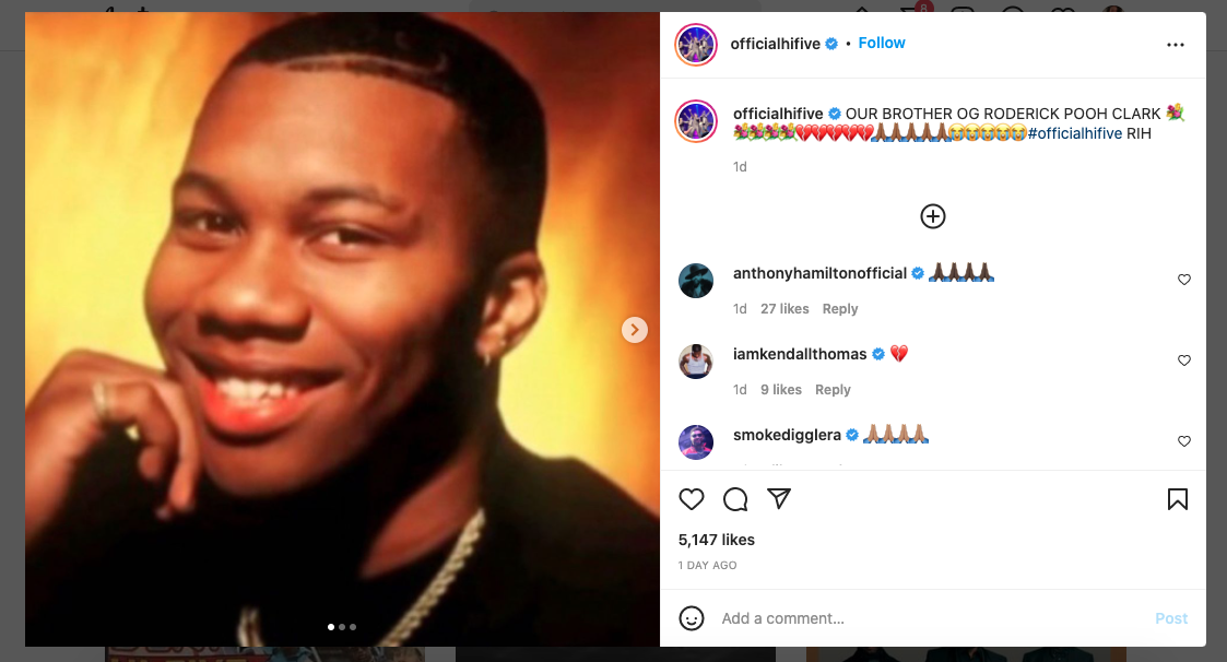 Singer Roderick 'Pooh' Clark Of The Original High-Five Group Passed ...