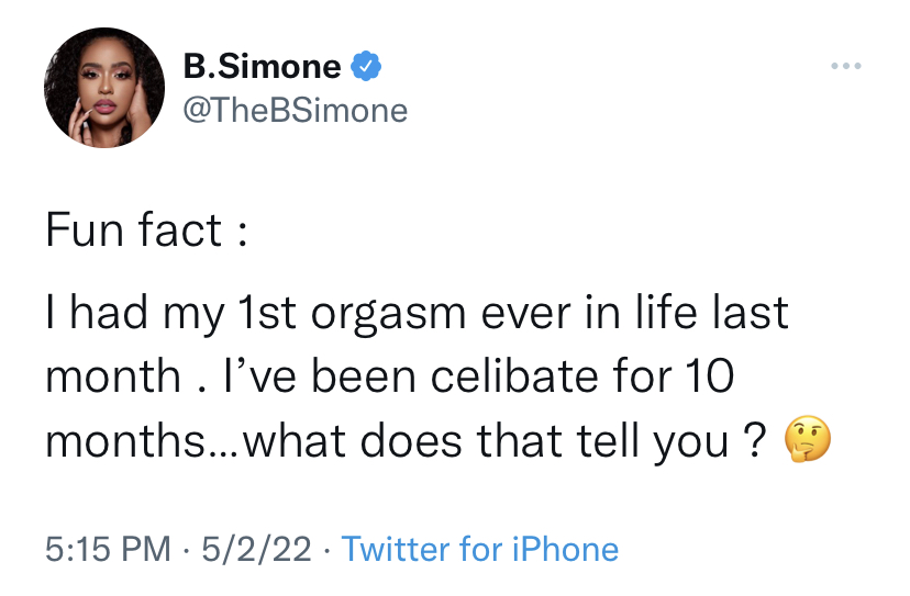 Comedian B. Simone Reveals She Experienced Her First Orgasm ‘Ever In ...