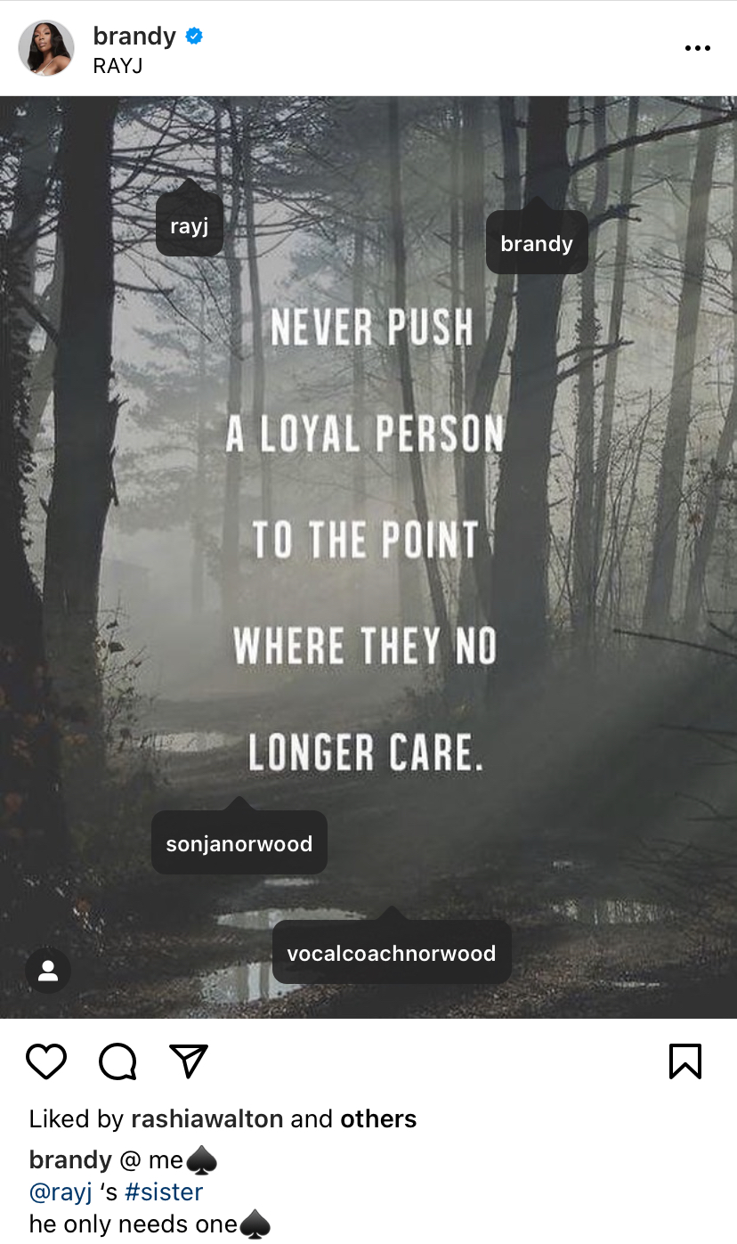 Brandy Posts Cryptic Message After Brother Ray J Speaks Out About Kim ...