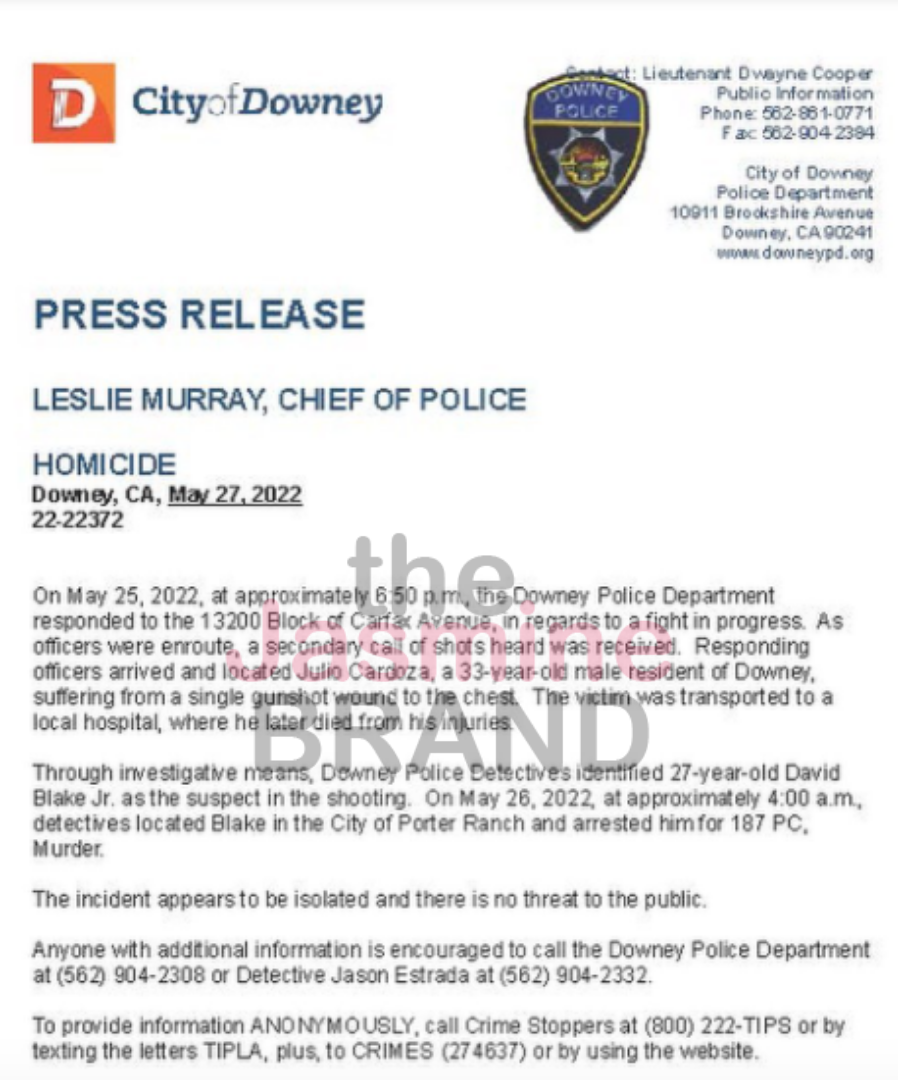 DJ Quik's Son David Blake Jr. Arrested On Suspicion Of First Degree ...