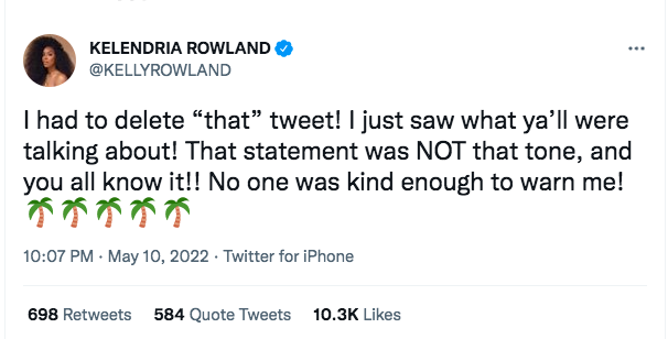 Kelly Rowland Explains Now-Deleted ‘Come On My Face’ Tweet: That ...