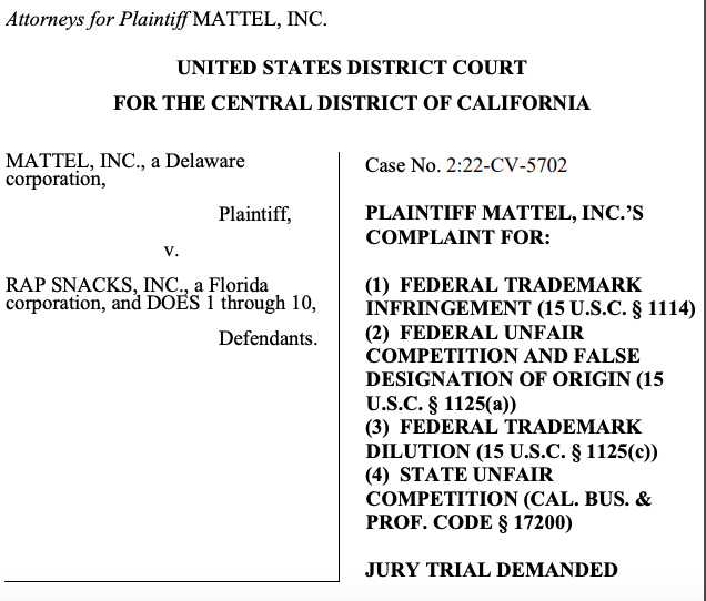 Nicki Minaj - Rap Snacks Sued For Trademark Infringement By Mattel Over ...