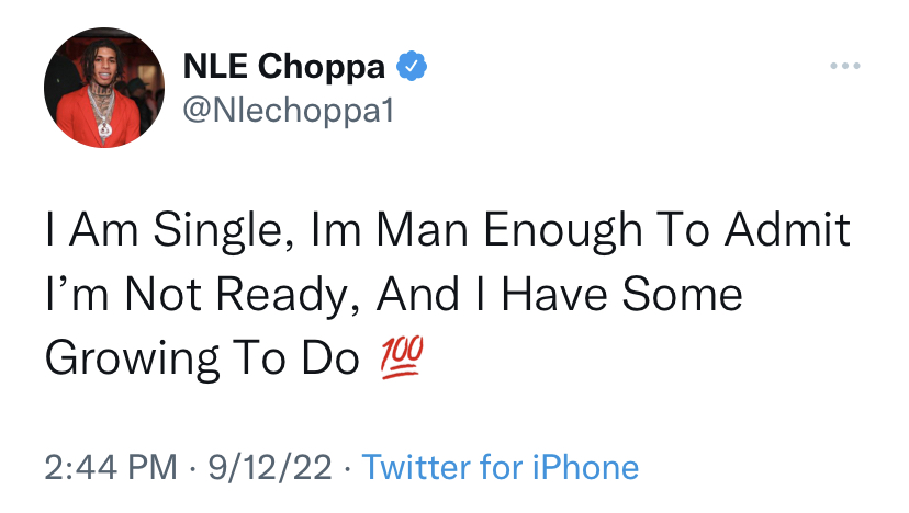 NLE Choppa Says He & Girlfriend Marissa Da’Nae Have Broken Up: I’m Man ...