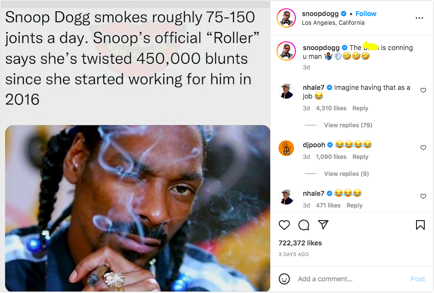 Update: Snoop Dogg Shuts Down Claims From His Alleged Professional Joint Roller That He Smokes ...