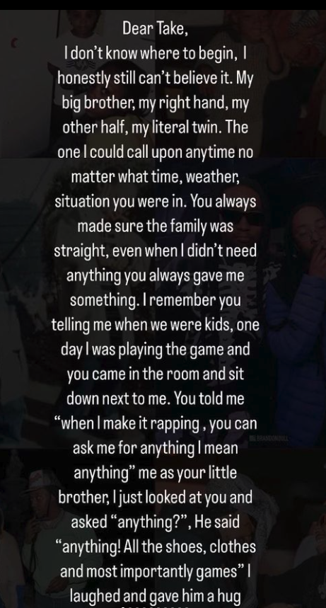 Takeoff's Brother YRN Lingo Posts Heartfelt Tribute Following Rapper's ...