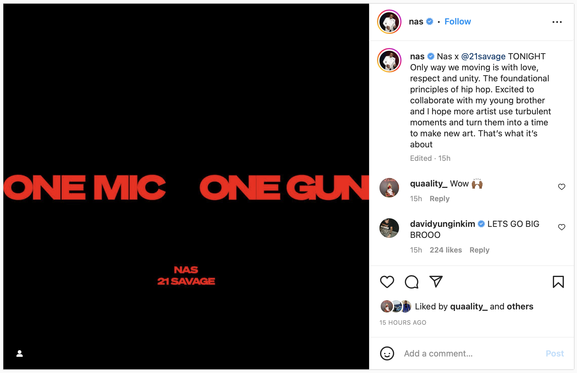 Nas Collabs w/ 21 Savage On New Song ‘One Mic, One Gun' After The ...