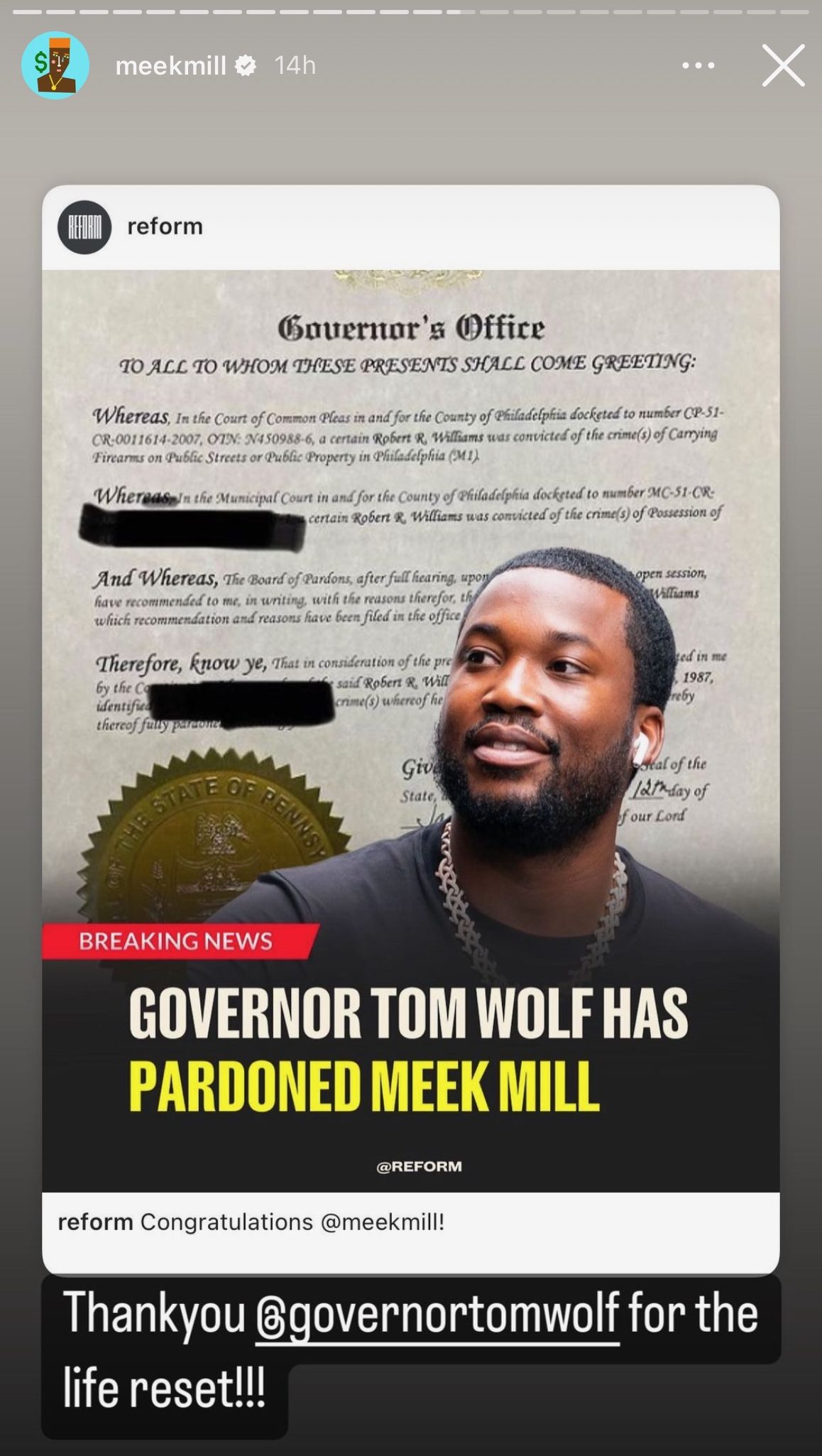 Meek Mill Pardoned Of 2008 Drug & Weapon Charges By Pennsylvania ...