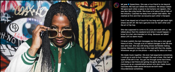 Rapper Tef Poe Expresses Concerns Gangsta Boo's Music Will be ...