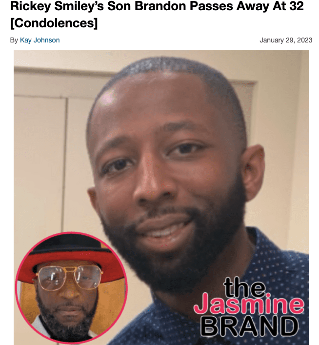 Rickey Smiley Says He Needs "Therapy ASAP" Following His Late Son's ...
