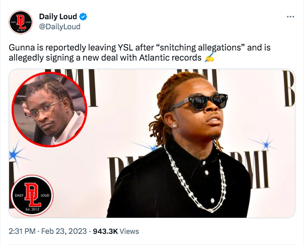 Gunna Reportedly Leaving Young Thug’s YSL Label Following Snitching ...