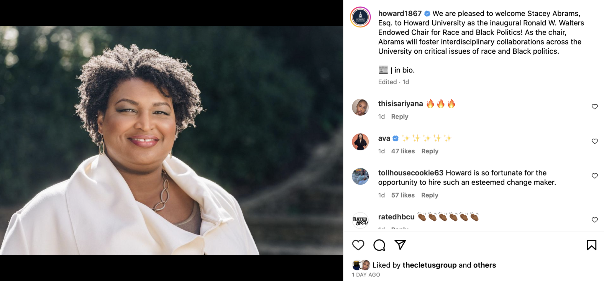 Stacey Abrams Becomes Howard University's First Chair for Race & Black Politics - theJasmineBRAND