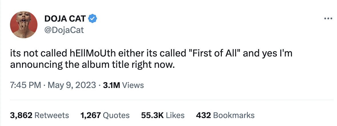 Doja Cat Trends As Fans React To Her Calling Her Last Two Albums 'Cash ...