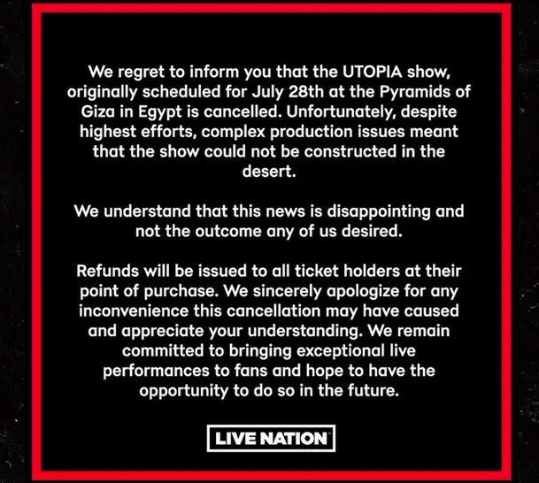 Update: Travis Scott's Concert At Egyptian Pyramids Of Giza Officially ...