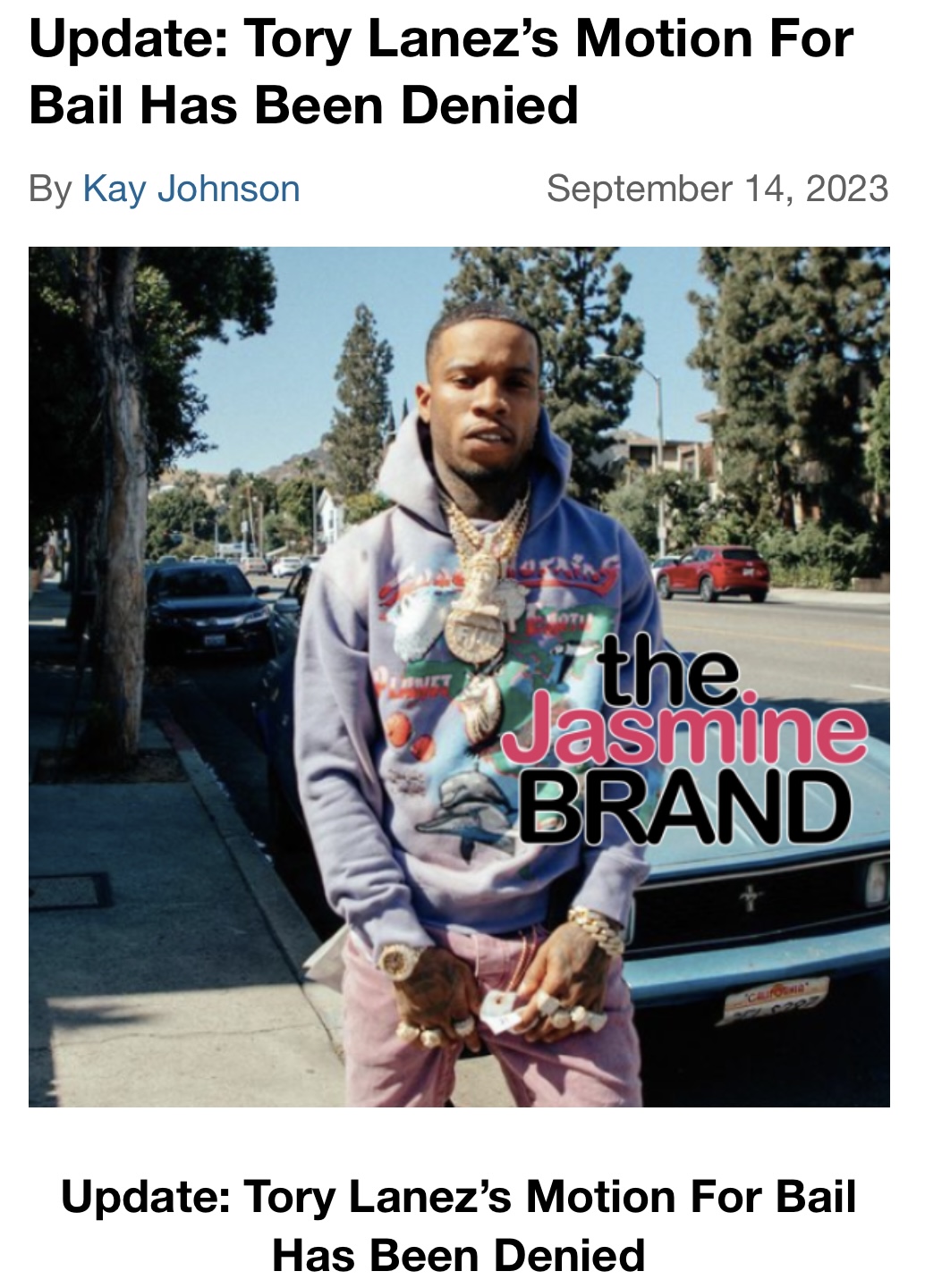 Update: Tory Lanez Denied Bail Once Again As He Appeals Conviction For ...