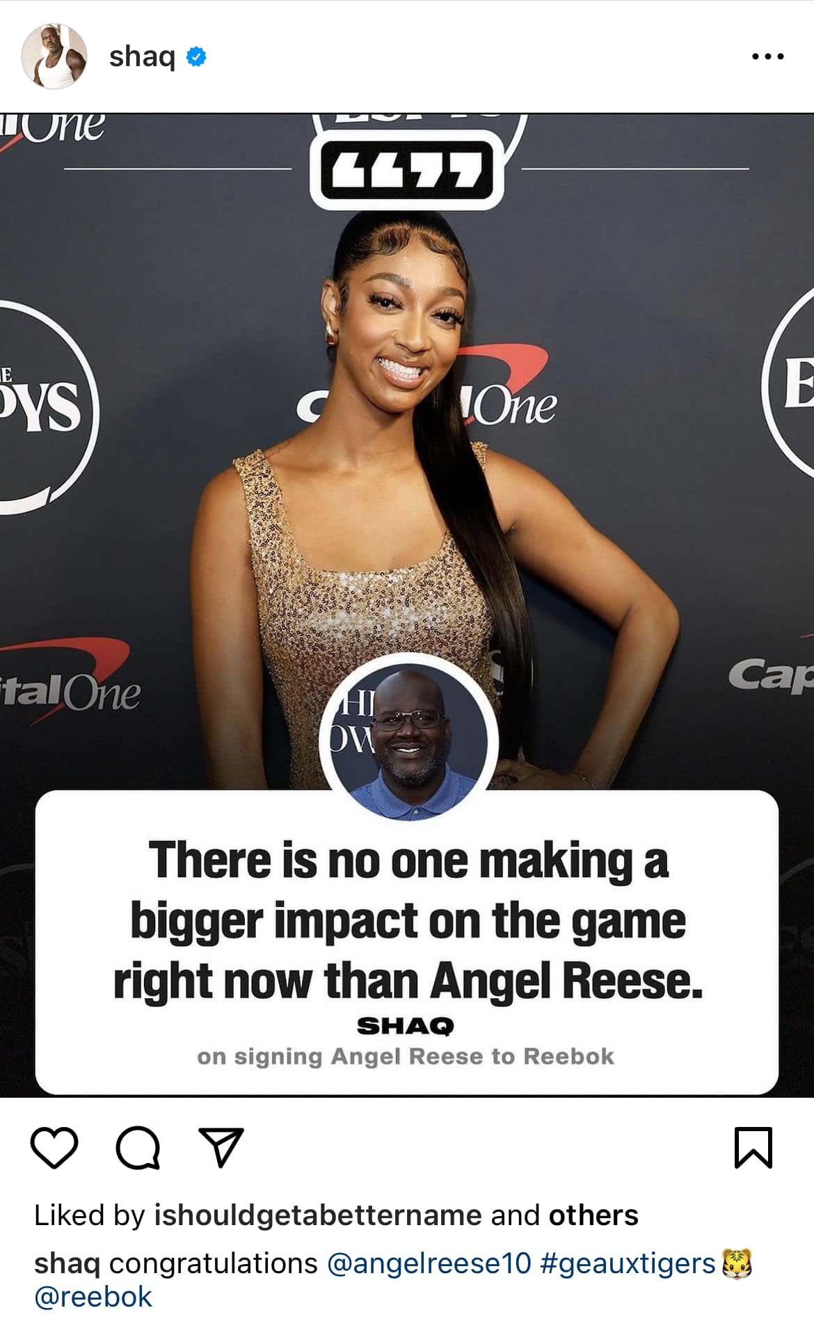 Shaquille O’Neal Signs LSU Star Angel Reese To Historic NIL Deal w ...