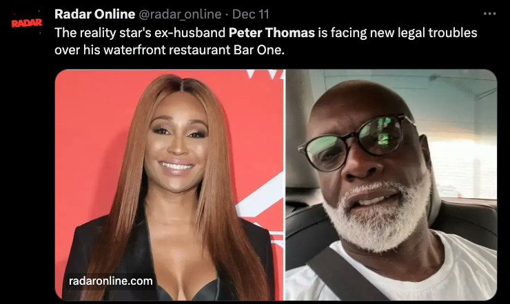 Peter Thomas' Bar One Restaurant Dropped By Lawyer After, Once Again ...
