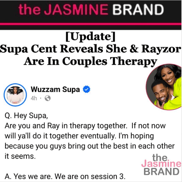 Update: Supa Cent & Her Ex-Fiancé Rayzor Are In Therapy Working To Save ...