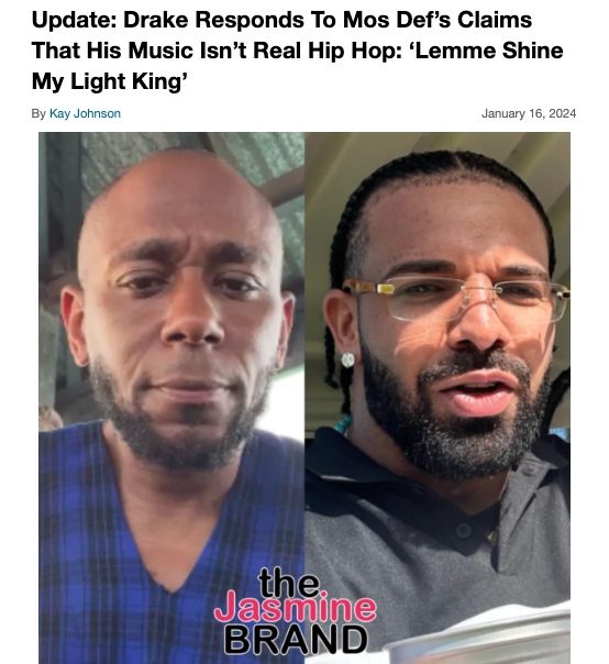 Common Seemingly Disagrees w/ Mos Def's Opinion That Drake Makes Pop ...