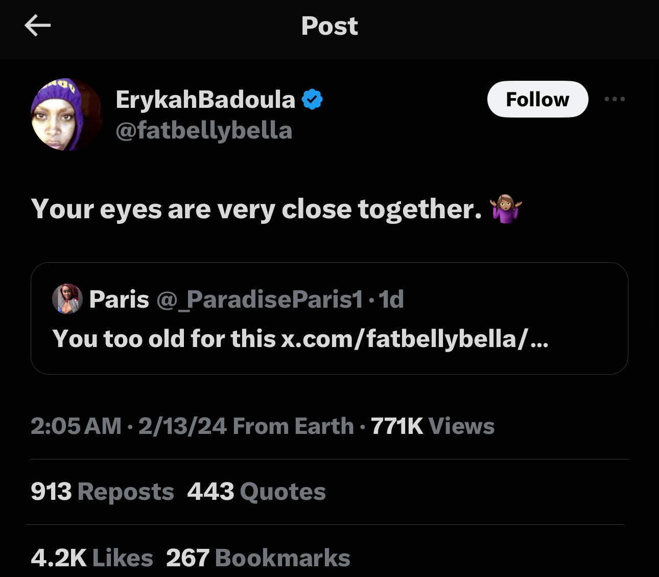 Erykah Badu Fires Back At Social Media User Over Post Where She ...