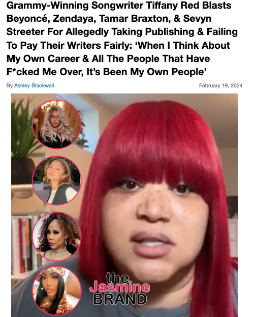 Songwriter Tiffany Red Reassures Fans She Will Not Take Her Life After ...