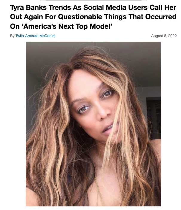 'America's Next Top Model' Competitor India Gants Says Tyra Banks ...