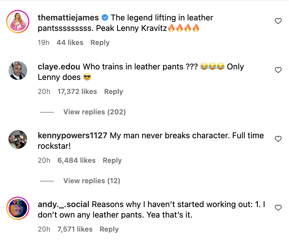 Lenny Kravitz Works Out In Leather Pants & A Mesh Top & Fans Are ...