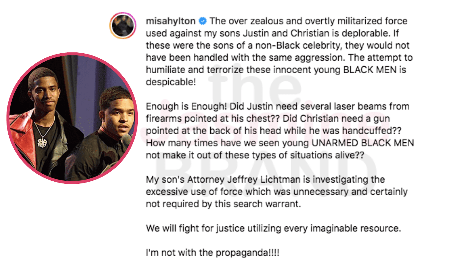 Justin Combs’ Mother Misa Hylton Slams Feds For Using ‘Overtly ...