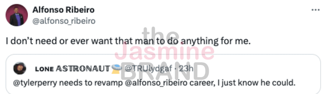 Alfonso Ribeiro Says 'I Don't Need Or Ever Want That Man To Do Anything ...