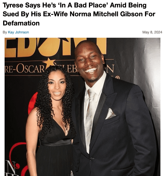 Update: Tyrese’s Ex-Wife Norma Mitchell's Restraining Order Request ...