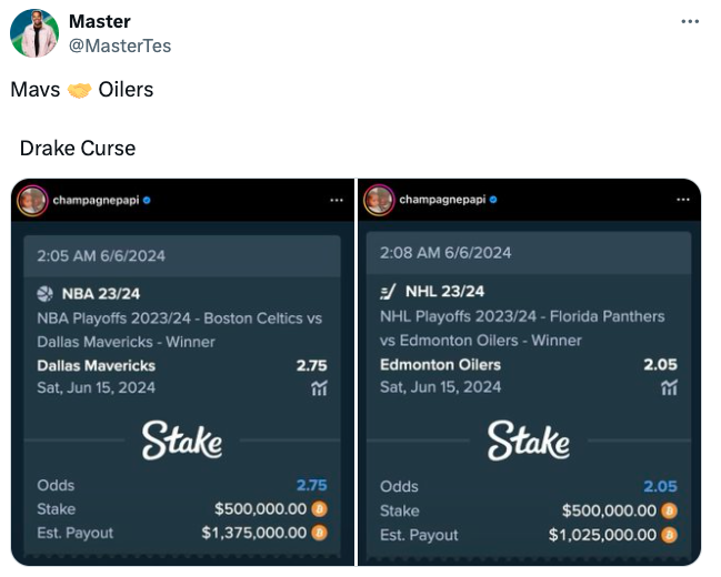 'Drake Curse' Continues, Rapper Loses $1 Million After Betting On The ...