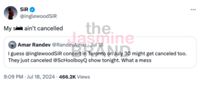 Drake Speculated To Be Behind TDE Member SiR’s Canceled Toronto Concert ...