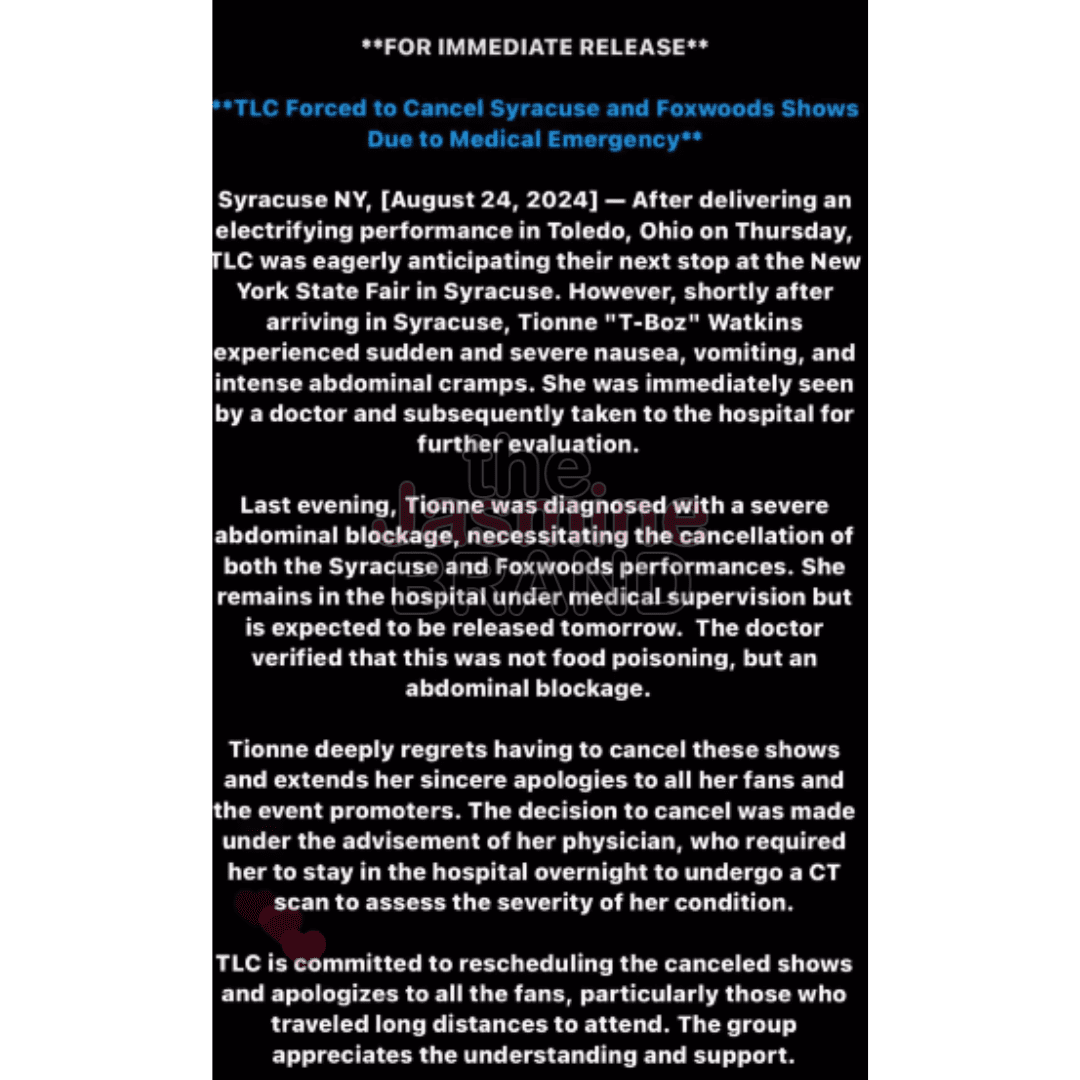 UPDATE: T-Boz Clears The Air On Her Health After TLC Canceled Multiple ...